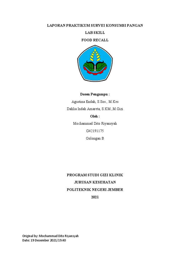 Laporan Survei Konsumsi Pangan | PDF