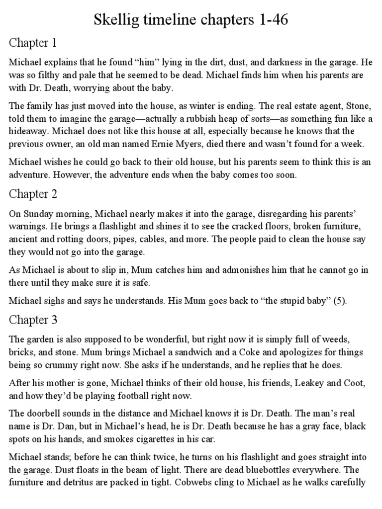 Skellig Chapter Summaries 1-46 | PDF | Mystery, Thriller & Crime ...