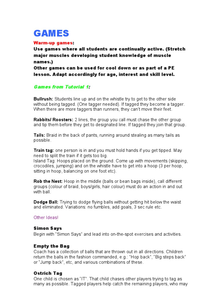 Games | PDF | Ball Games | Team Sports