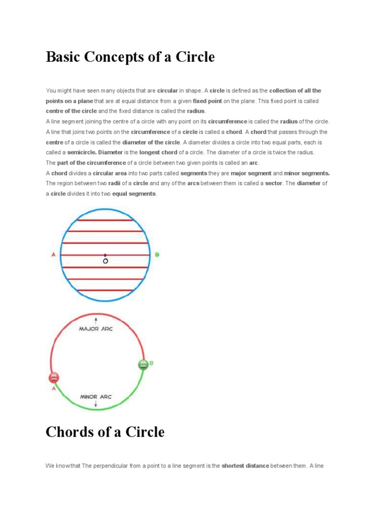 Basic Concepts of A Circle | PDF | Circle | Elementary Geometry