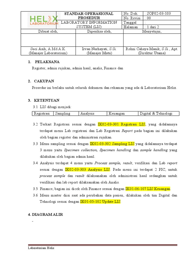 SOP02-03-102 LIS Rev.00 | PDF | Teknologi & Rekayasa