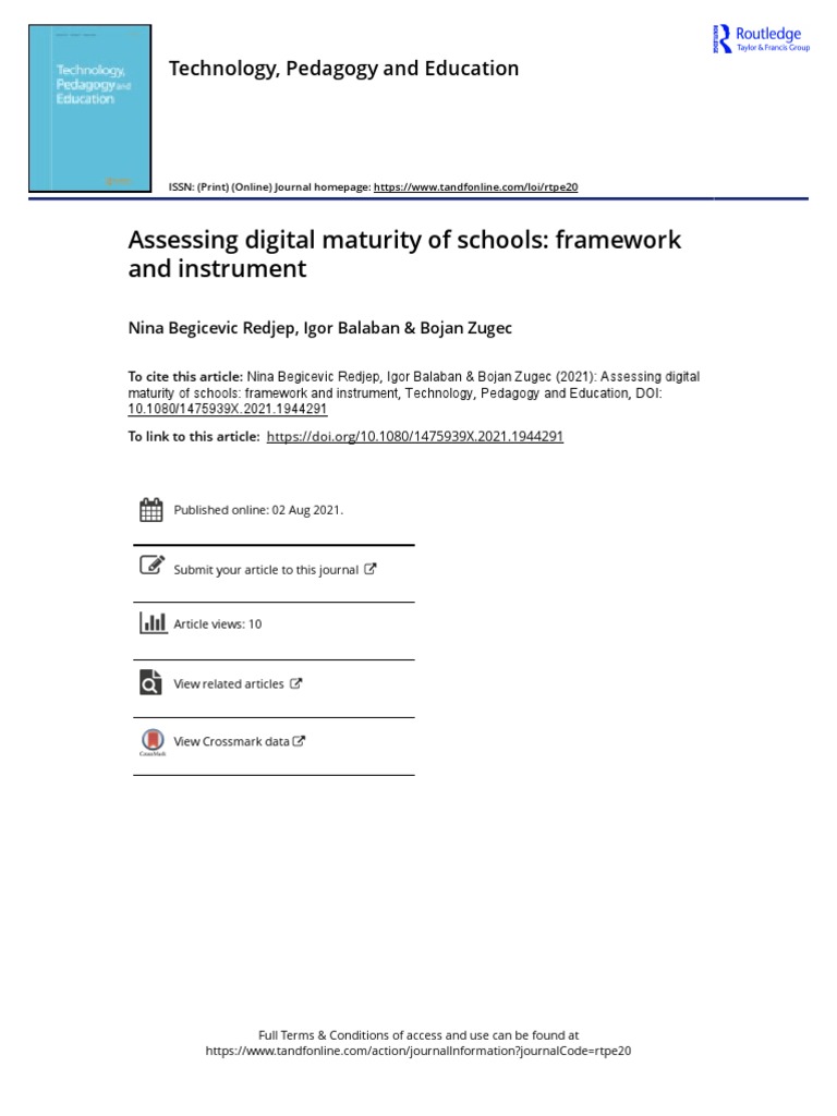 Assessing Digital Maturity of Schools Framework and Instrument | PDF ...