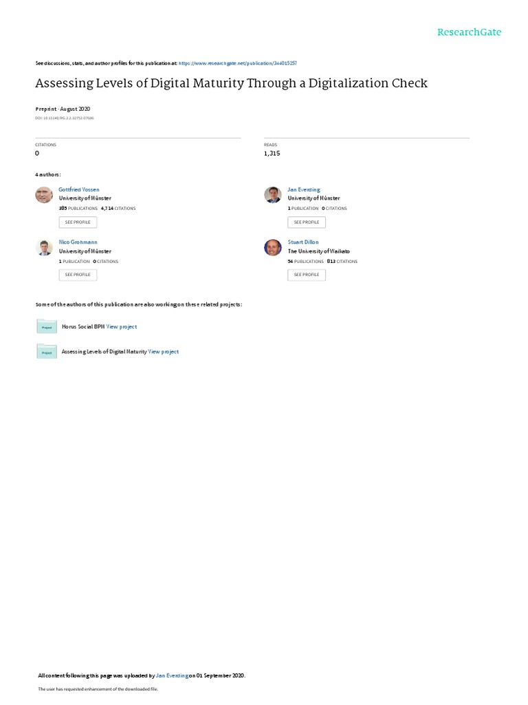 Assessing Levels of Digital Maturity Through A Digitalization Check ...