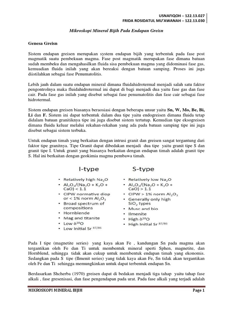 GENESA GREISEN DAN ASOSIASI MINERAL PADA ENDAPAN GREISEN | PDF