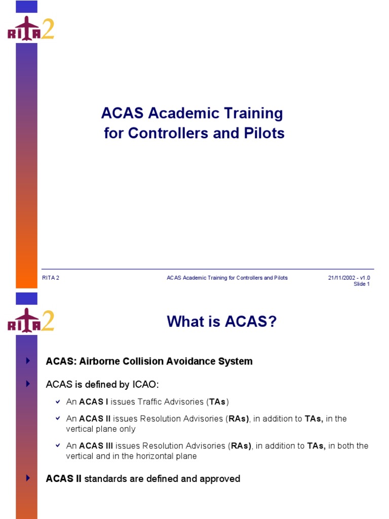 ACAS Academic Training For Controllers and Pilots | PDF | Aviation ...