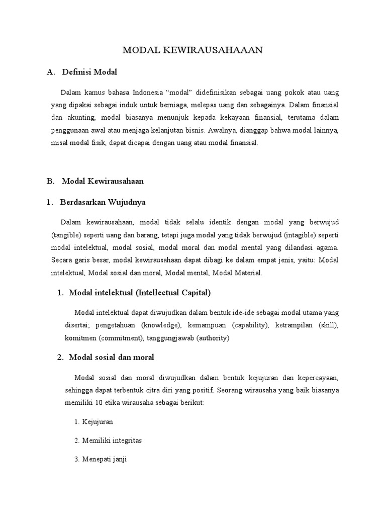 Jenis dan Sumber Modal Usaha | PDF | Bisnis