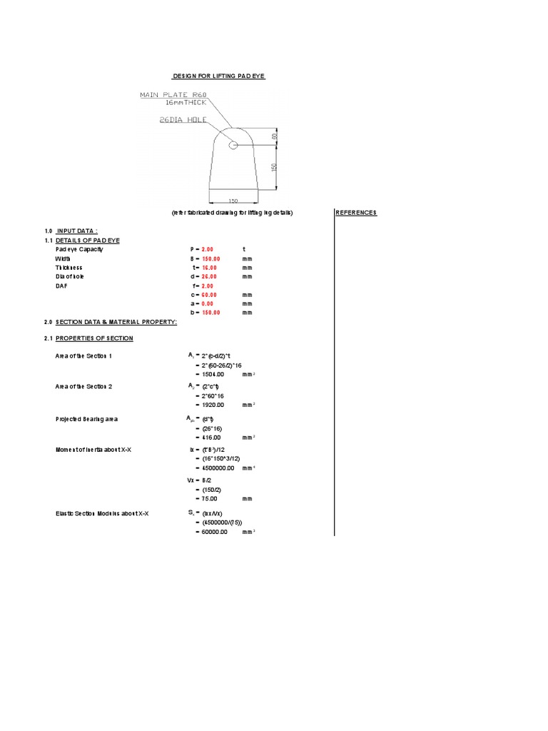 Design For Lifting Pad Eye | PDF | Mechanical Engineering | Building ...