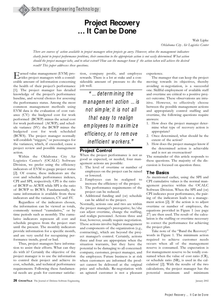 Project Recovery It Can Be Done | PDF
