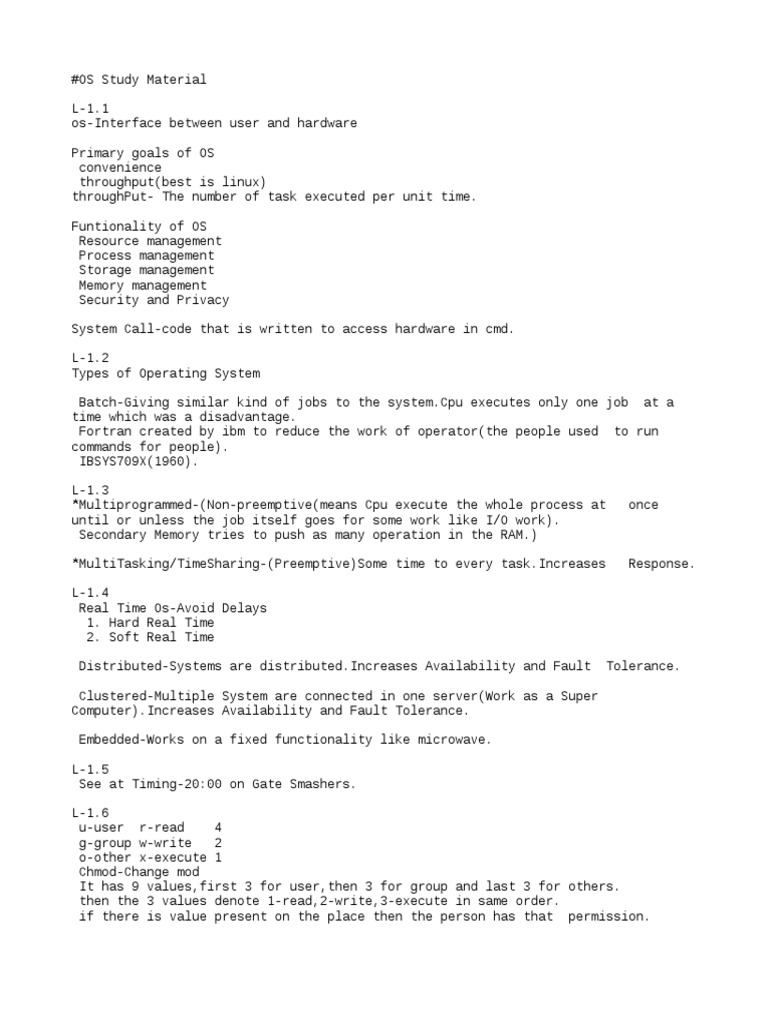 Os Study Material | PDF | Thread (Computing) | Operating System