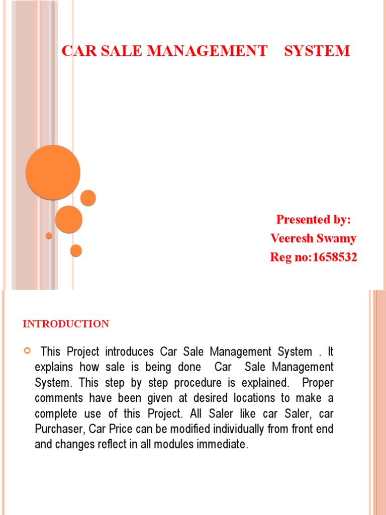 Car Sale Management | PDF | System | Sales