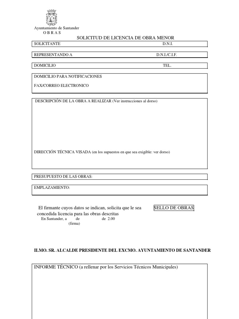 Solicitud de Licencia de Obra Menor | PDF