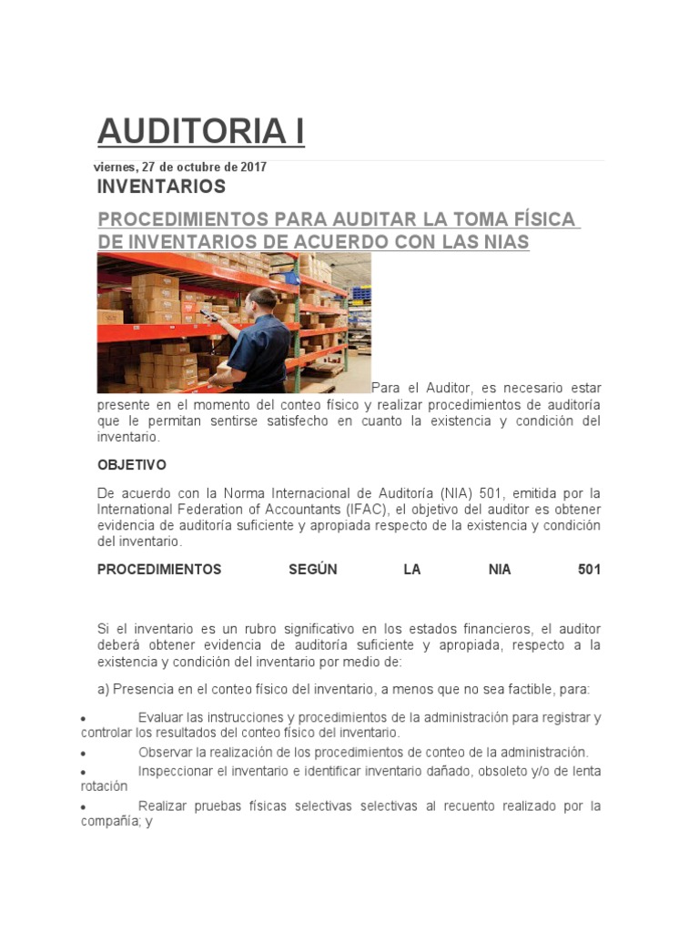 Auditoria de Inventario Nias | PDF | Auditoría | Contabilidad