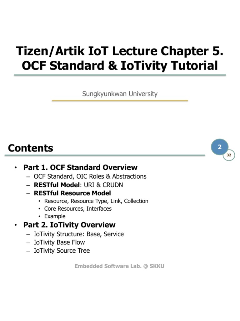 Tizen/Artik Iot Lecture Chapter 5. Ocf Standard & Iotivity Tutorial | PDF | Representational ...