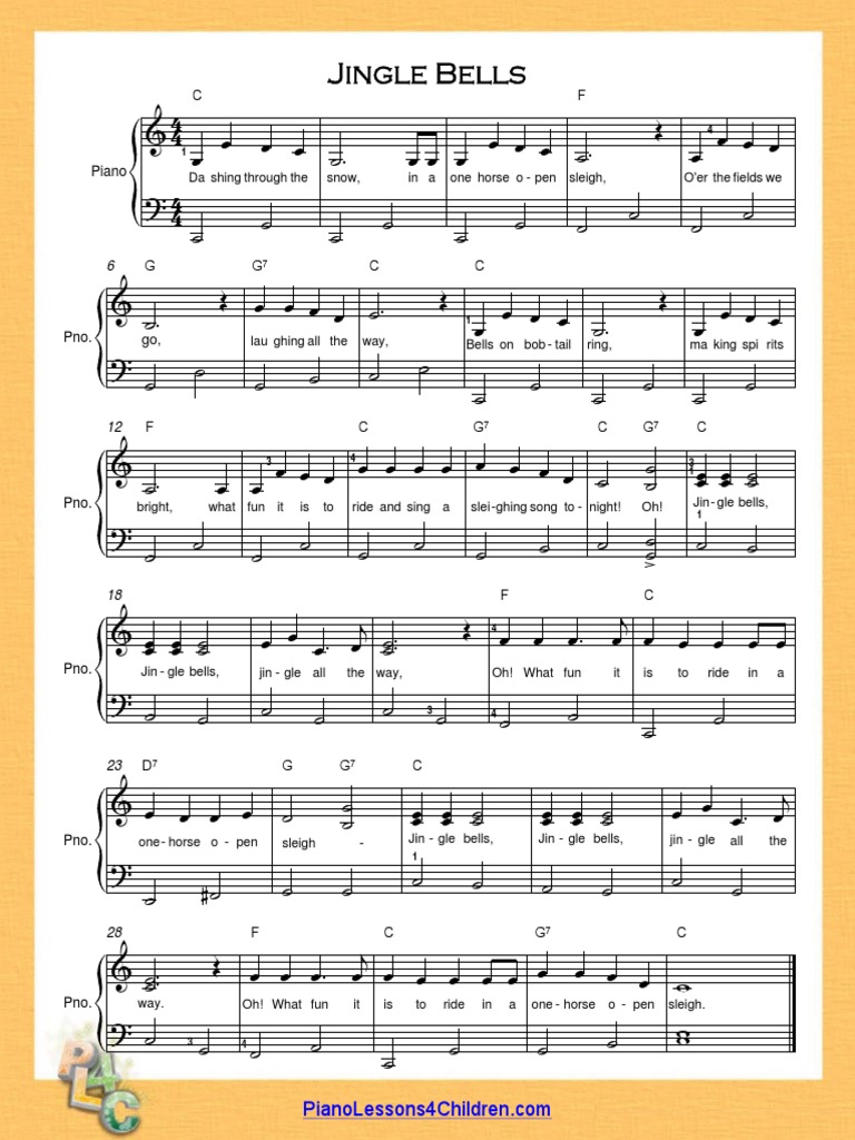 Jingle Bells C Major Easy Piano | PDF | Christmas | Christmas Traditions