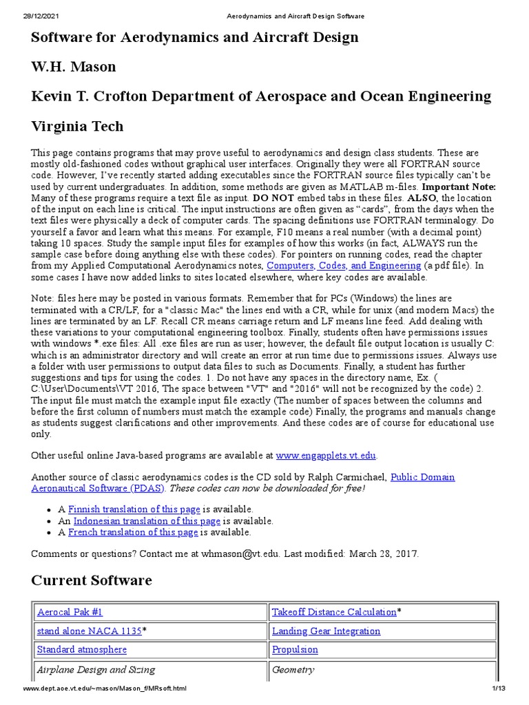 Aerodynamics and Aircraft Design Software | PDF | Airfoil | Drag (Physics)