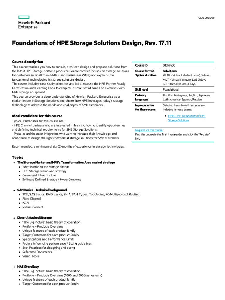Foundations of HPE Storage Solutions Design - Rev.17.11 - Dat | PDF ...