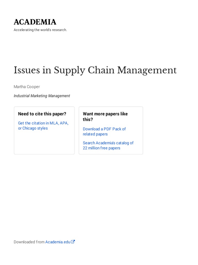 Issues in Supply Chain Management20160914 10065 5of6wa With Cover Page ...