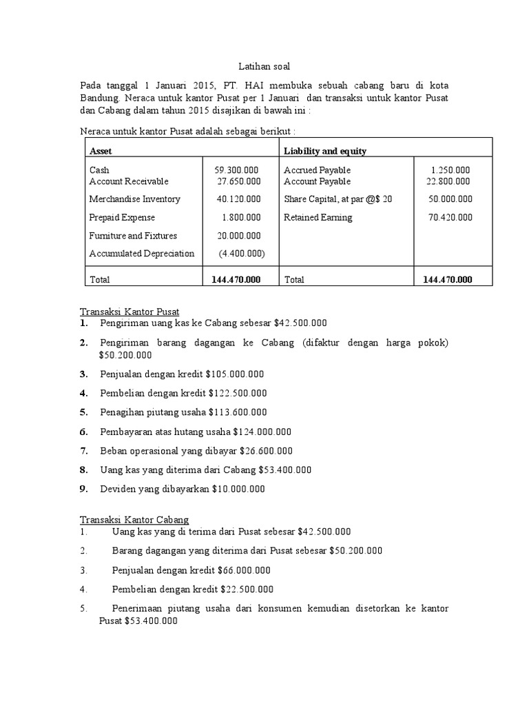 Latihan Soal Akuntansi | PDF | Pengelolaan Keuangan & Uang | Hukum