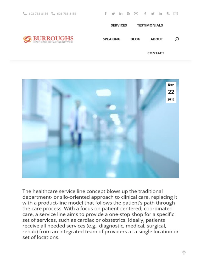 Healthcare Service Lines - The State of The Future by Dr. Jon Burroughs ...
