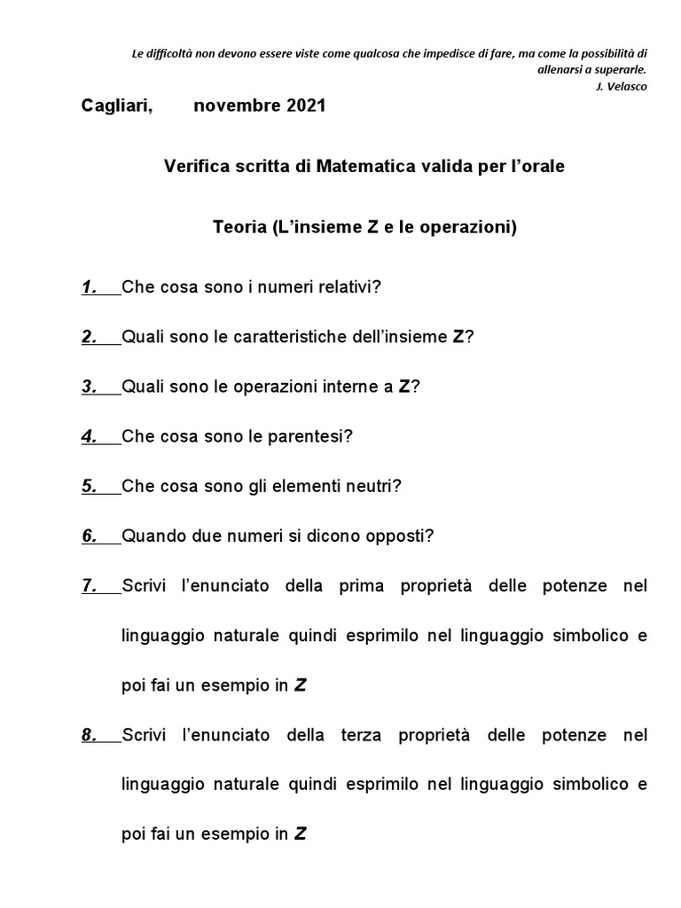 Verifica Teoria Prima Michelangelo 2 | PDF