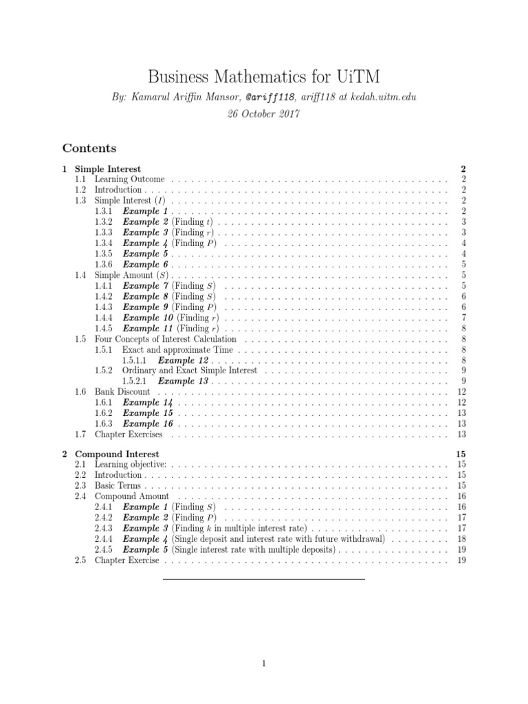 Business Mathematics For UiTM | PDF | Interest | Interest Rates