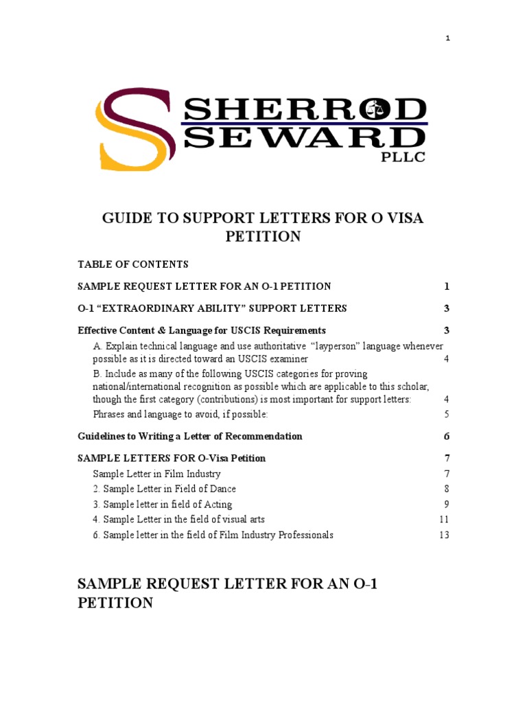 O Visa Support Letters Guide | PDF