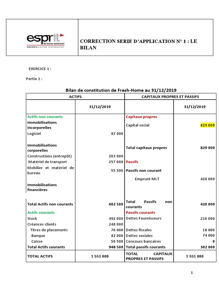 Correction Serie 1 Adf 21-22-1 | PDF | Capitaux propres | Banques