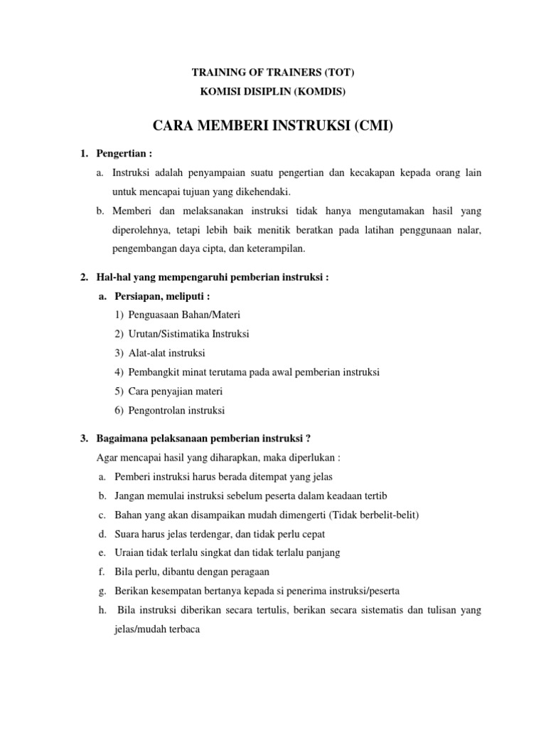 KOMDIS - Cara Memberi Intruksi (CMI) | PDF