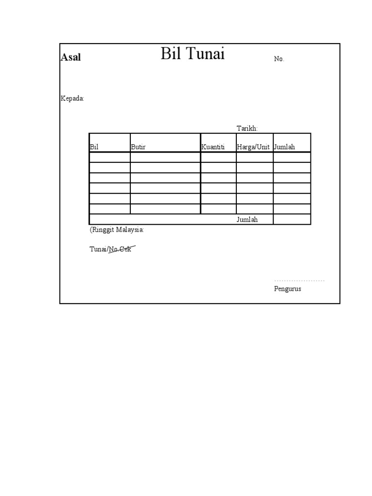 Bil Tunai Format | PDF