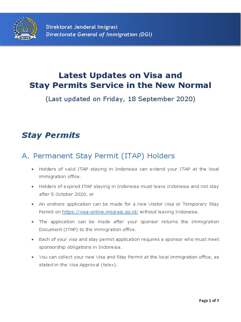 Latest Updates On Visa and Stay Permits Service in The New Normal | PDF ...