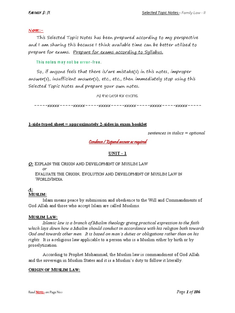 An Overview of the Origin and Development of Muslim Law from the ...