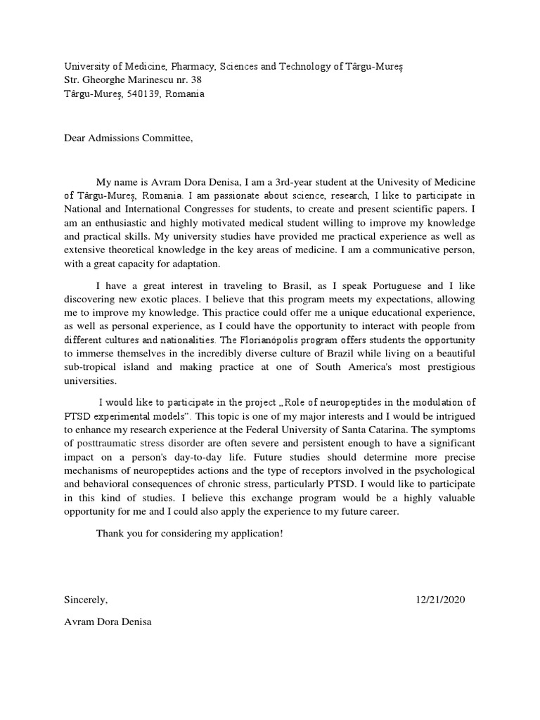 Motivation Letter | PDF