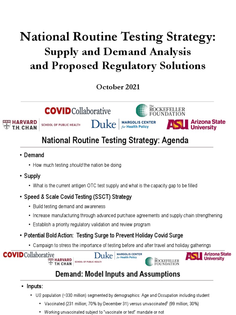National Routine Testing Strategy:: Supply and Demand Analysis and ...