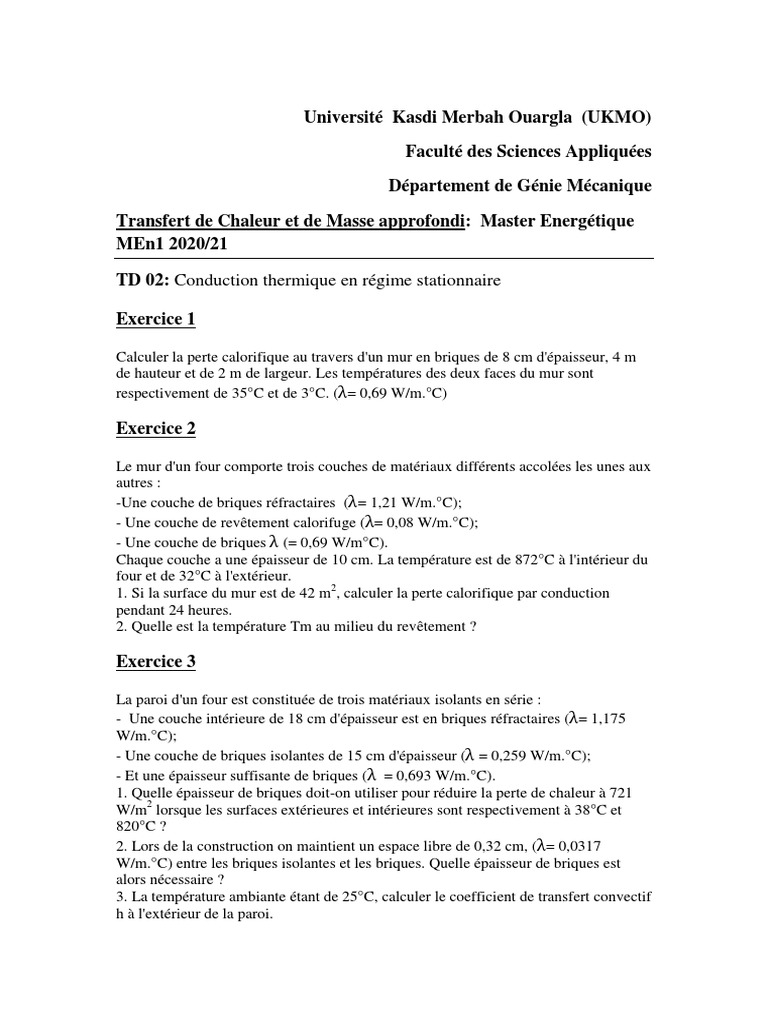 TD 02 | PDF | Isolation thermique | Transfert thermique
