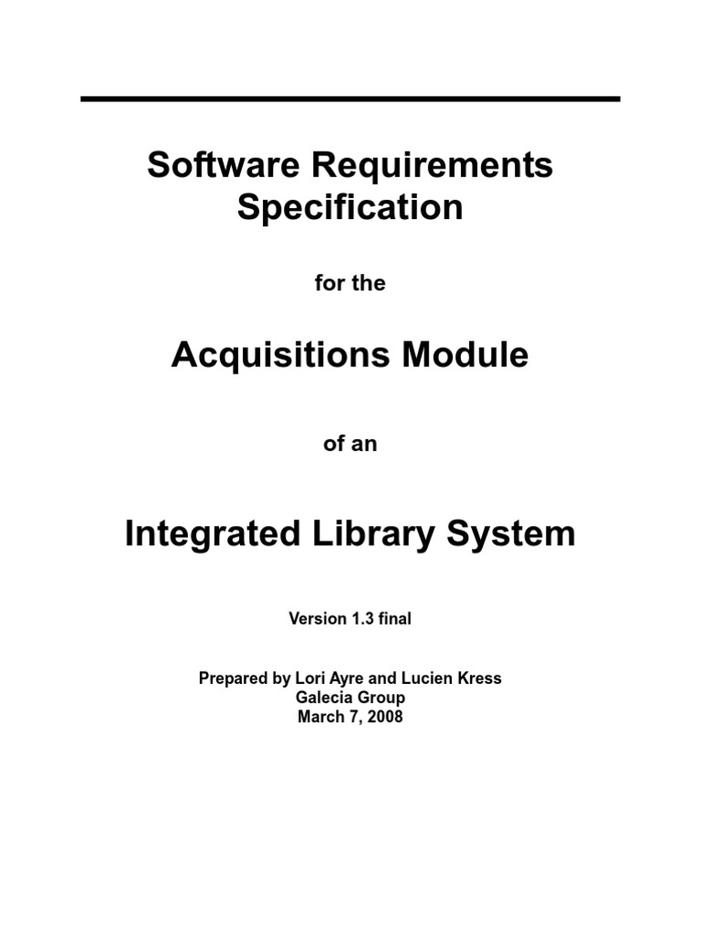 Software Requirements Specification: For The | PDF | Library (Computing) | Software Development