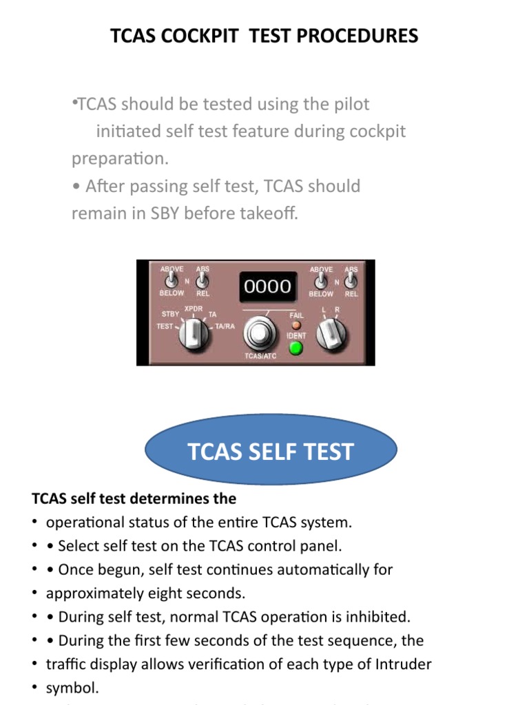 TCAS Cockpit Test Procedures Guide | PDF | Transponder (Aeronautics ...