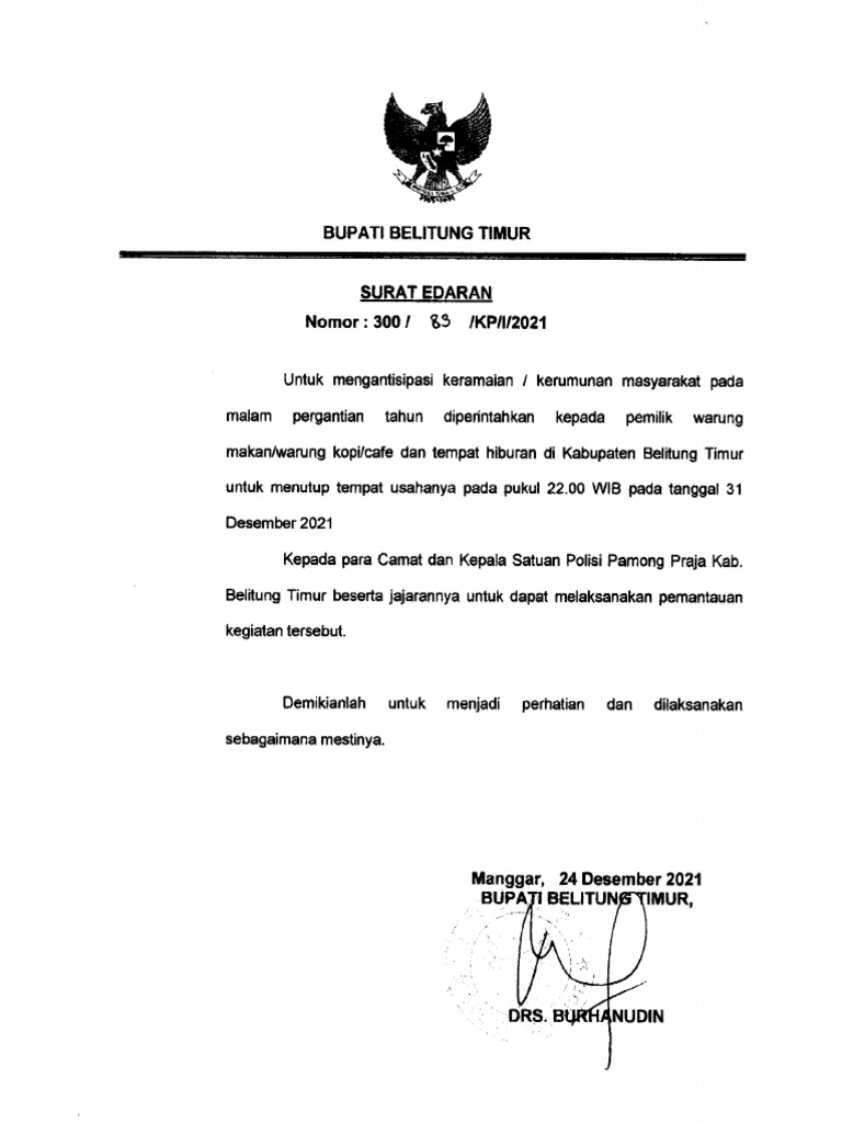 Surat Edaran Bupati | PDF