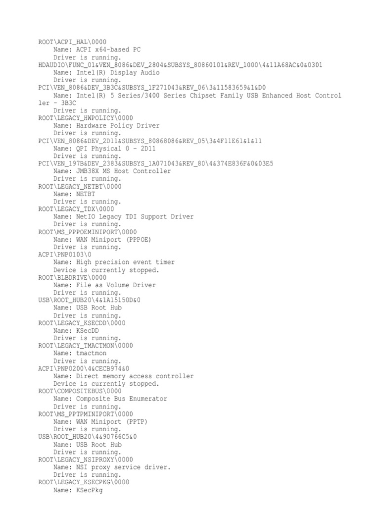 Dev List | PDF | Device Driver | Usb