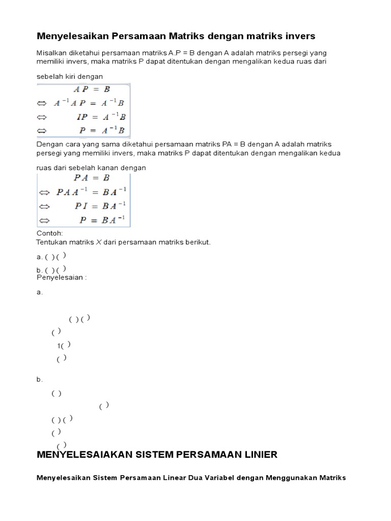 Penerapan Determinan Dan Invers Matriks Untuk Menyelesaikan Masalah | PDF