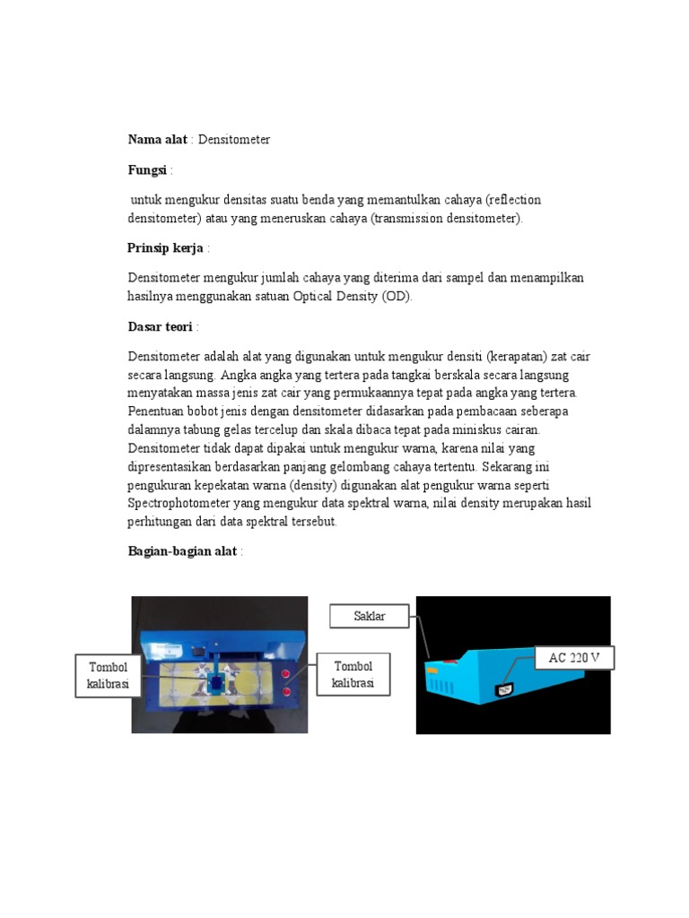 Fungsi dan Cara Kerja Densitometer | PDF