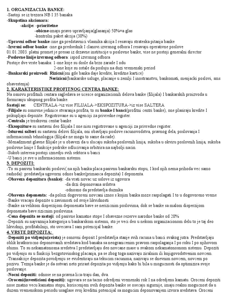 Bankarski Menadzment Skripta | PDF