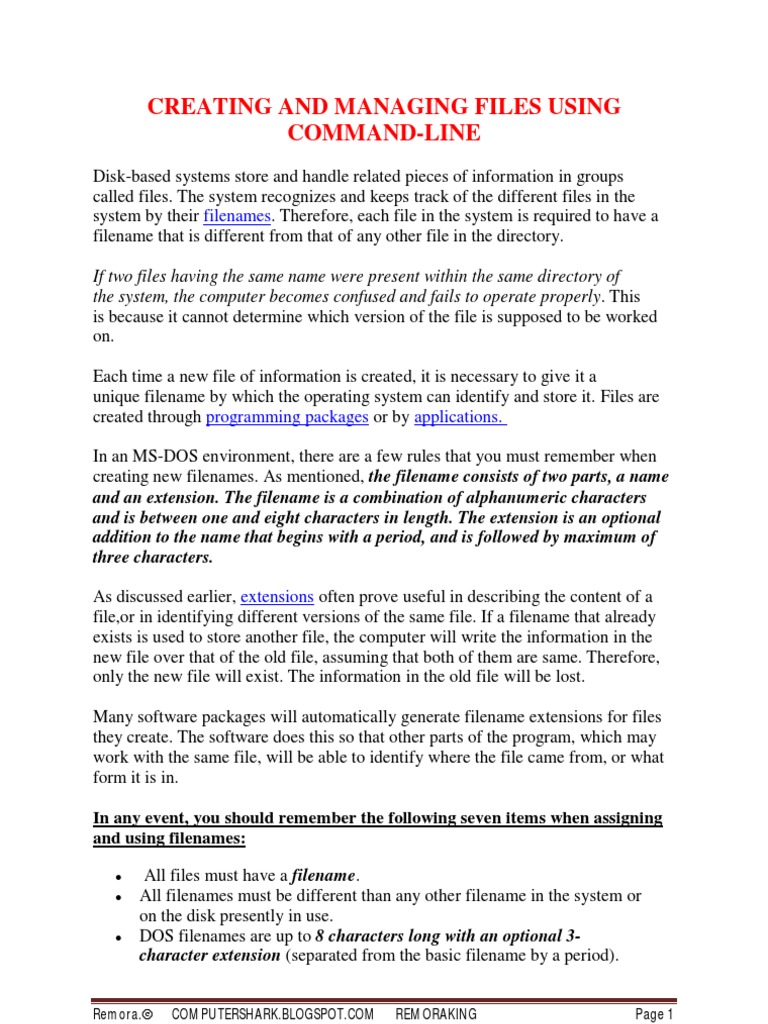 Microsoft Windows Command Prompt: How To Create and Manage File? | PDF ...