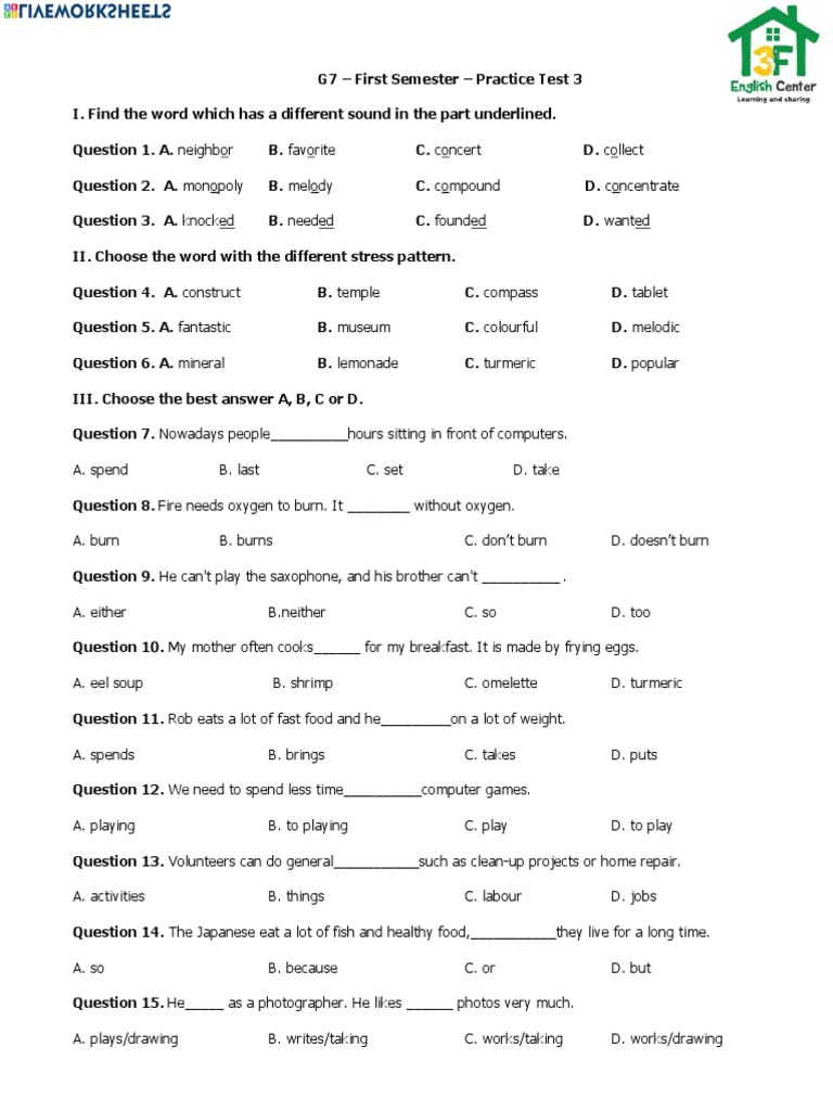 Final Test (1st) E7 - 2 | PDF