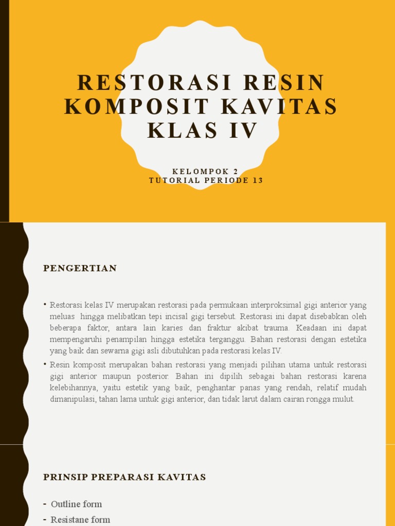 KONSER Restorasi Resin Komposit Kavitas Klas IV | PDF