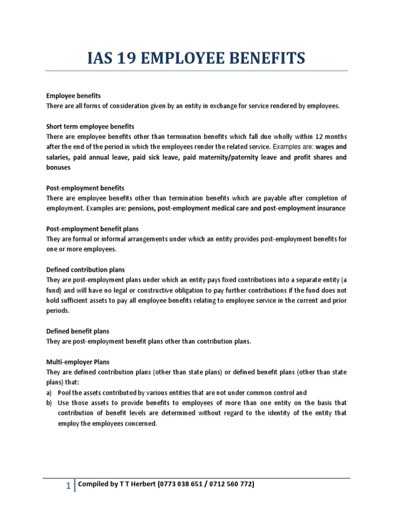 IAS 19 Employee Benefits (2021) | PDF | Defined Benefit Pension Plan ...