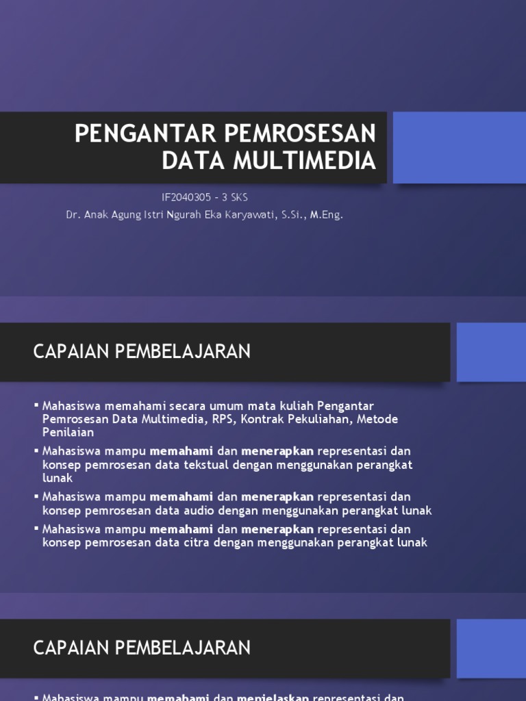 Week1-Pengantar Pemrosesan Data Multimedia | PDF