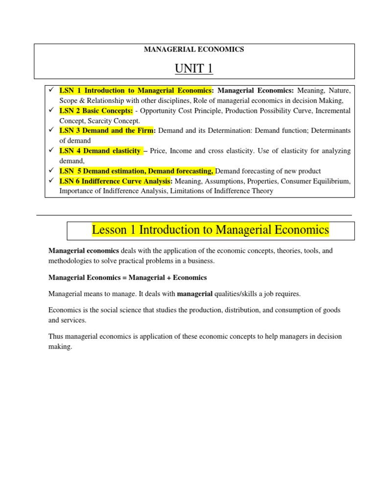 Complete Unit 1 Notes | PDF | Demand | Economics