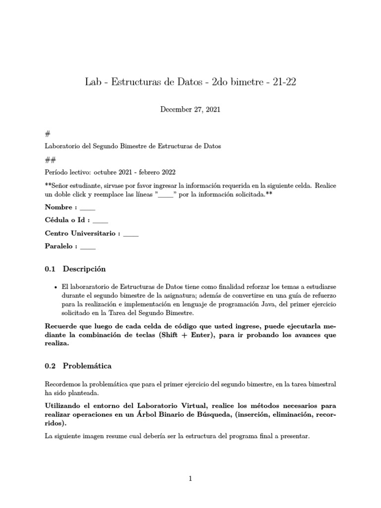 Lab - Estructuras de Datos - 2do Bimetre - 21-22 | PDF | Gestión de tecnología de la información ...