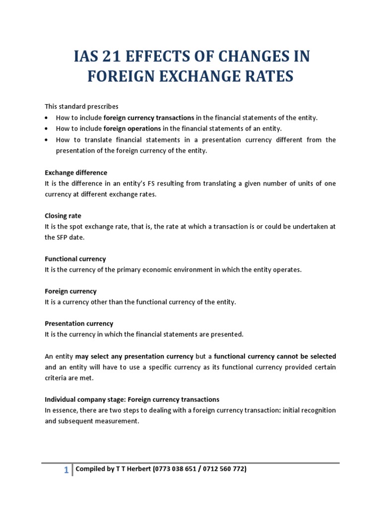 Ias 21 Effects of Changes in Foreign Exchange Rates | PDF | Book Value ...