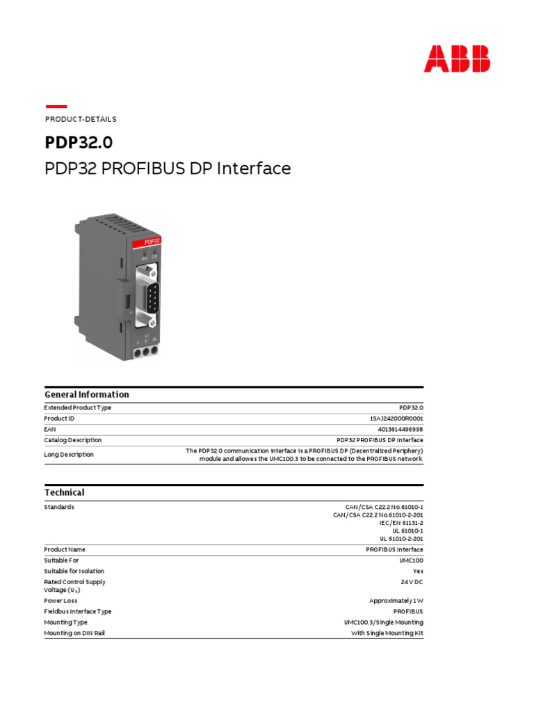 PDP32 PROFIBUS DP Interface: Product-Details | PDF | Manufactured Goods ...